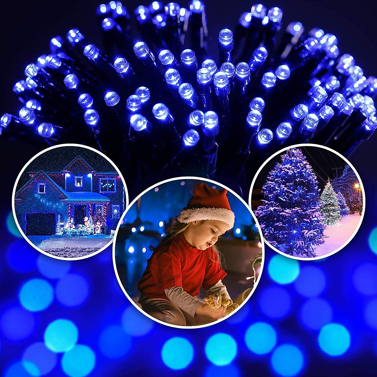 OxyLED Solar String Lights Outdoor Waterproof String Lights Solar Powered Decorative Fairy Lights for Garden Patio Wedding Party Christmas Tree Halloween (144 Ft, Blue)