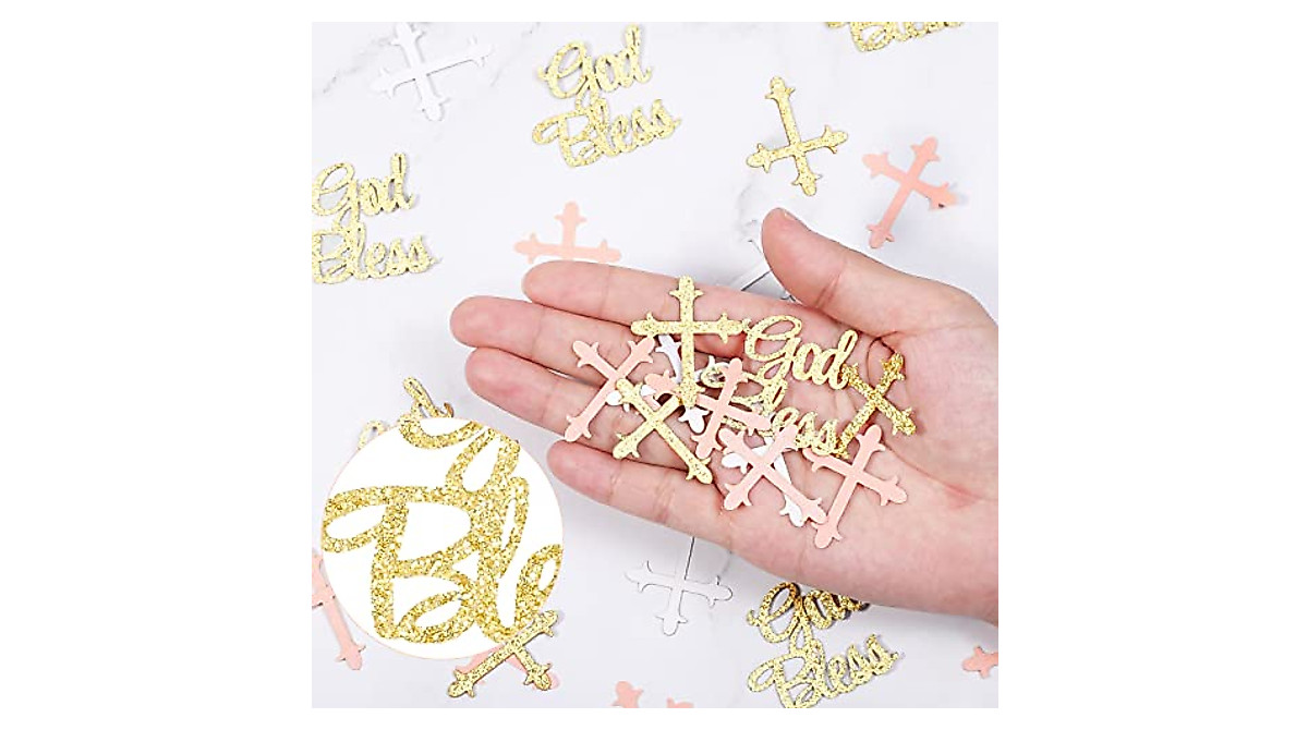 Glitter Cross Confetti for Baptism & Baby Showers