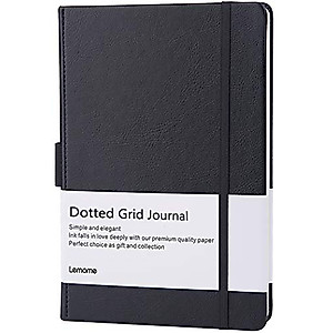 Lemome Dotted Bullet Notebook with Pen Loop - Elegant Black Leather Notebook with Premium Thick Paper (A5) Best Gift for You