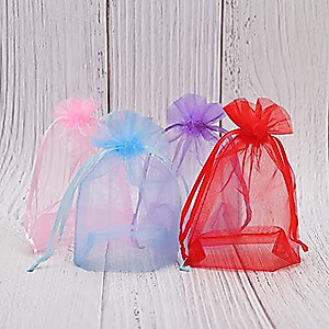 Ludato 100pcs 4"x6" Pink Organza Gift Bags with Drawstring, Small Candy Jewelry Bags Drawstring Pouches for Gifts Baby Shower Wedding Birthday Christmas Party Halloween