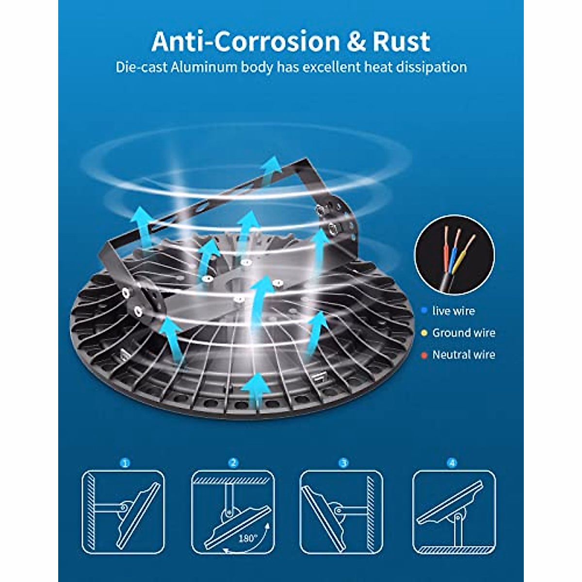 papsbox 10 Pack 300W UFO high Bay Lights,30000LM 6500K Super Bright Daylight White highbay led Light Fixture,110V Area lamp IP65 for Shop Garage Warehouse Workshop Gym Factory Commercial Lighting