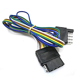 CARROFIX 5 Way Flat Trailer Wire Extension, 48" 5-Pin Trailer Wiring Connector, Vehicle-Side and Trailer-Side