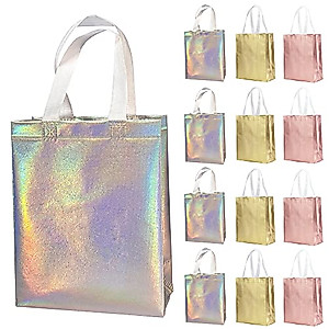 LOOKSGO 12 Pcs Non-woven Reusable Gift Bags With Handles for Party Favor 8W x 4L x10H Size