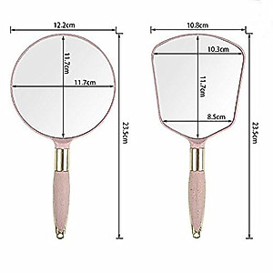 XPXKJ Handheld Mirror with Handle, for Vanity Makeup Home Salon Travel Use (Pink, Square)