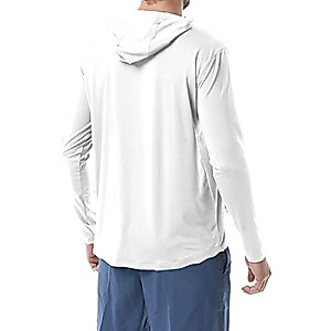 TYR Men's Standard Long Sleeve Sun Protection Performance Hoodie Shirt UPF 50+, White, XX-Large