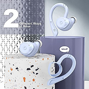 comiso Wireless Earbuds Bluetooth Headphones, True Wireless in Ear Bluetooth 5.1 Earbuds with Microphone, Deep Bass, IPX7 Waterproof Loud Voice Earphones for Sport Outdoor Running Gym Workout(Purple)