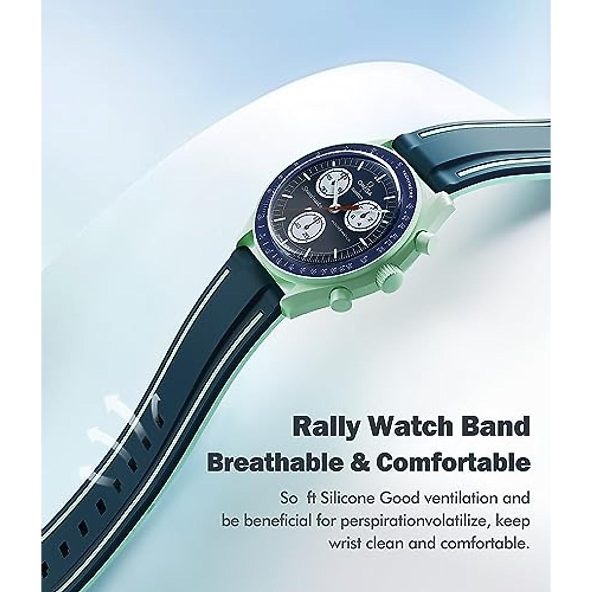 Stanchev Bands for Moonswatch Watch,Soft Silicone Strap Compatible with Omega x Swatch MoonSwatch Speedmaster 20mm Watch,Quick Release Waterproof Replacement Strap for Swatch Omega Men Women (Black)