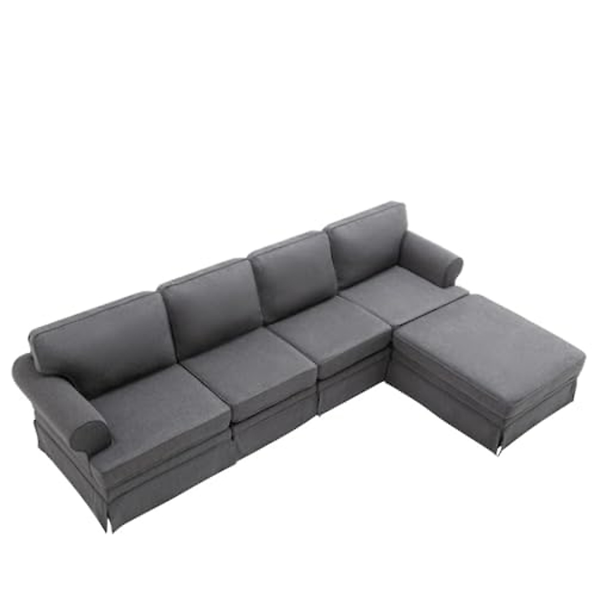 LIUJUN 109.4" Fabric Upholstered Modular Sofa Collection, Sectional Couch with Removable Ottoman for Living Room
