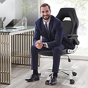 Gaming Chair - Executive Computer with Lumbar Support for Adults - 360° Swivel Rocking Home Office Computer Desk PU Leather Task Chair