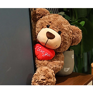 ROCHEMON Teddy Bear Stuffed Animals Valentines Day Gifts for Her Him with Heart Boyfriend Brown 19.7inch