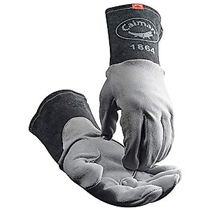 Caiman Premium Split Deerskin TIG Welding Gloves, 4-inch Cuff, Unlined, Kevlar, Kontour, Gray, X-Large (1864-6)
