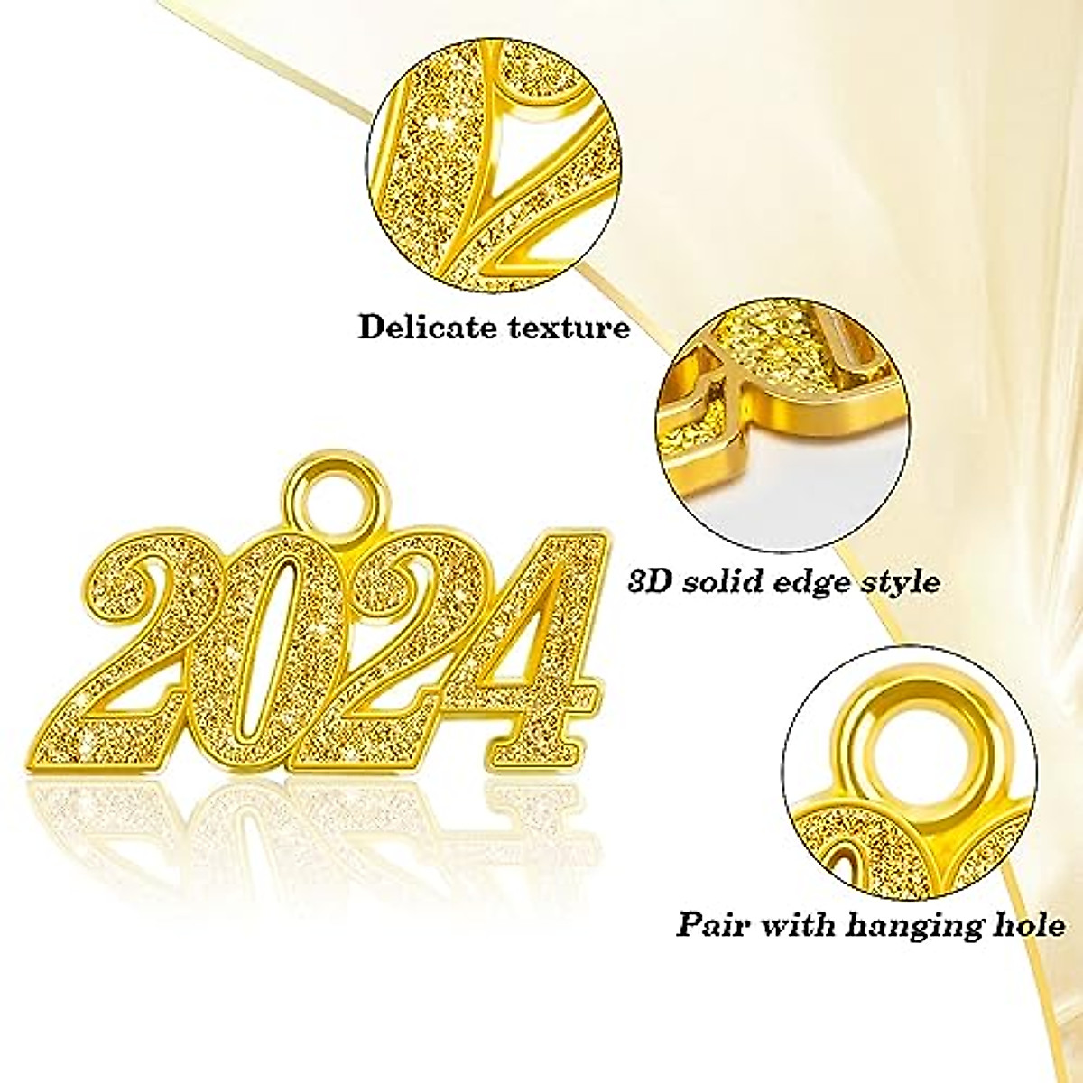 2024 Graduation Decorations, Graduation Tassels Charm 2024 Year Charm Gold, Graduation Cap Tassel Charm 2024 Graduation Hat Decoration Gold 2024 Year Charm for Graduation Tassels