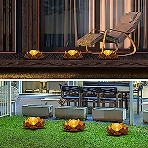 Huaxu Solar Garden Lights Outdoor Decorative - Bright Lotus Flower Table Lamp, Waterproof Solar Lights for Patio Pathway Yard Balcony Outside Decor