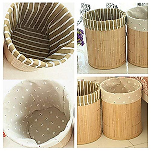 homozy Foldable Bamboo Dustbin Rubbish Waste Bin - Flower