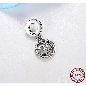 Om Ohm Aum Symbol Hindu Yoga Mediation 925 Sterling Silver Charm Bead Pendant fits Pandora Bracelets & Necklaces & More