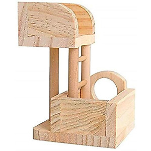 Litewoo Hamsters Wood House Climbing Ladder Lookout Tower Rat Mouse Wooden Climbing Playing Toys Lookout Platform