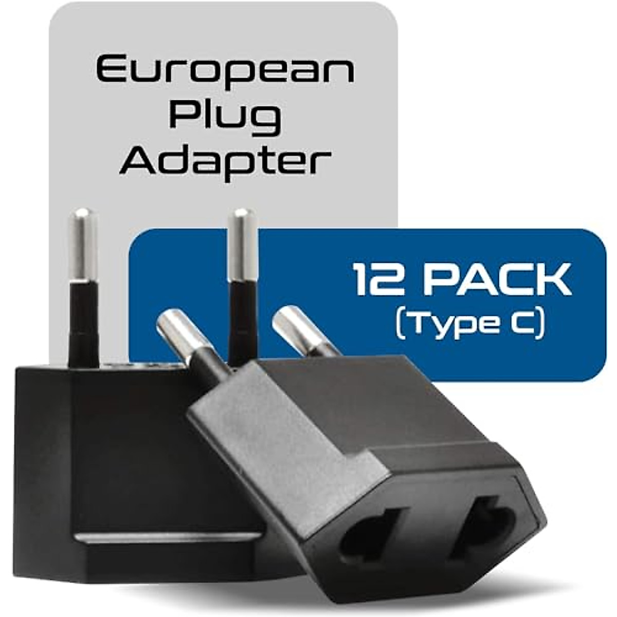 Ceptics USA, Canada to European Plug Adapter - Type C Adapter compatible in Europe, Canada to European travel plug adapter Ideal for Phones, Camera & More - CE Certified - RoHS Compliant - 12 Pack