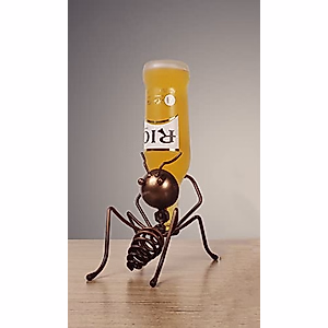 Fantasee - Ant Wine Holder, Stainless Steel Wine Freestanding Rack Bottle Holder Novelty for Gift Kitchen Home Decoration (Bronze - Ant3)