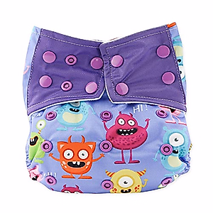Hi Sprout One Size Adjustable Washable Reusable Pocket Cloth Diapers for Baby Girls and Boys (Monster)