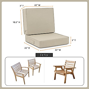 Favoyard Deep Seat Patio Cushion Set 22 x 22 Inch Waterproof Outdoor Chair Cushions for Patio Furniture with Fade Resistant and Removable Cover with Handle & Adjustable Straps for Patio, Yard, Garden