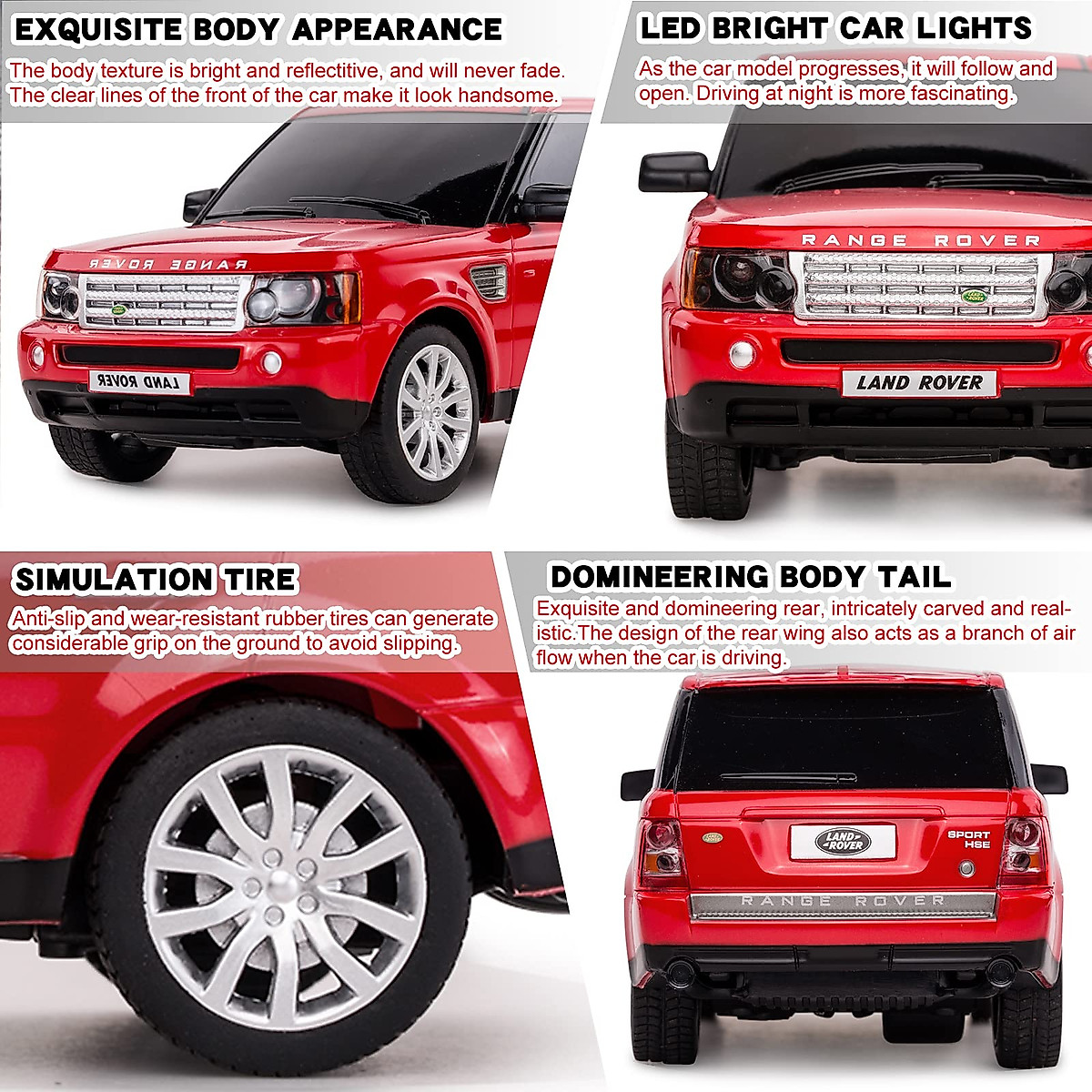 RÄDER Licensed RC Series,R/C 1:24 Range Sport Remote Control Car, Electric Sport Racing Hobby Toy Car, Model Vehicle for Boys and Girls Teens and Adults Gift Red