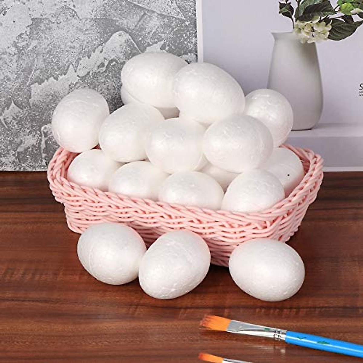 Amosfun 20pcs Eggs Egg Foam styrofoam Easter White Crafts Hide Squeak and for- Painting Egg DIY Easter Decor Solid Egg for- Kid Festival Craft (White, 6cm)