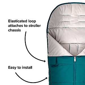 Diono All Weather Stroller Footmuff, Universal Fit from Baby to Toddler with Cozy Super Soft Padding, Weatherproof, Water Resistant Lining, Blue Turquoise