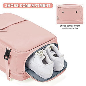 Expandable Backpack For Traveling On Airplane Carry On Backpack Flight Approved Personal Item Travel Backpack For Women Men Airline Approved Gym Bag With Shoe Compartment Travel Weekender Bag Pink