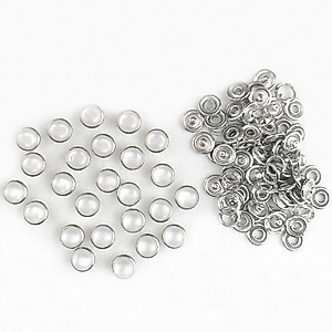 Pearl Snaps Fasteners Kit,10mm Clothes Ring for Western Shirts Clothes Prong Ring Snaps (White)