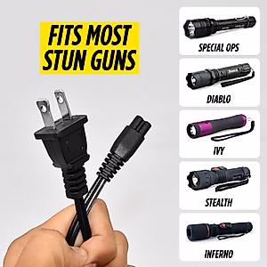 Guard Dog Security Charger Cord for Stun Gun - Flashlight Universal Charging Cord - Expandable to 17 inches, Long, Durable, Expandable, Long-Lasting, Quick Charge Compatible