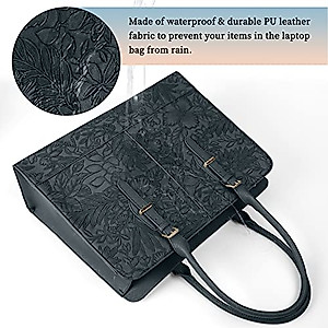 Laptop Bag for Women 15.6 inch Laptop Tote Bag Waterproof Leather Work Bag Large Capacity Computer Tote Bag Professional Office Business Briefcase Lightweight Travel Handbag Shoulder Bag, Dark Green