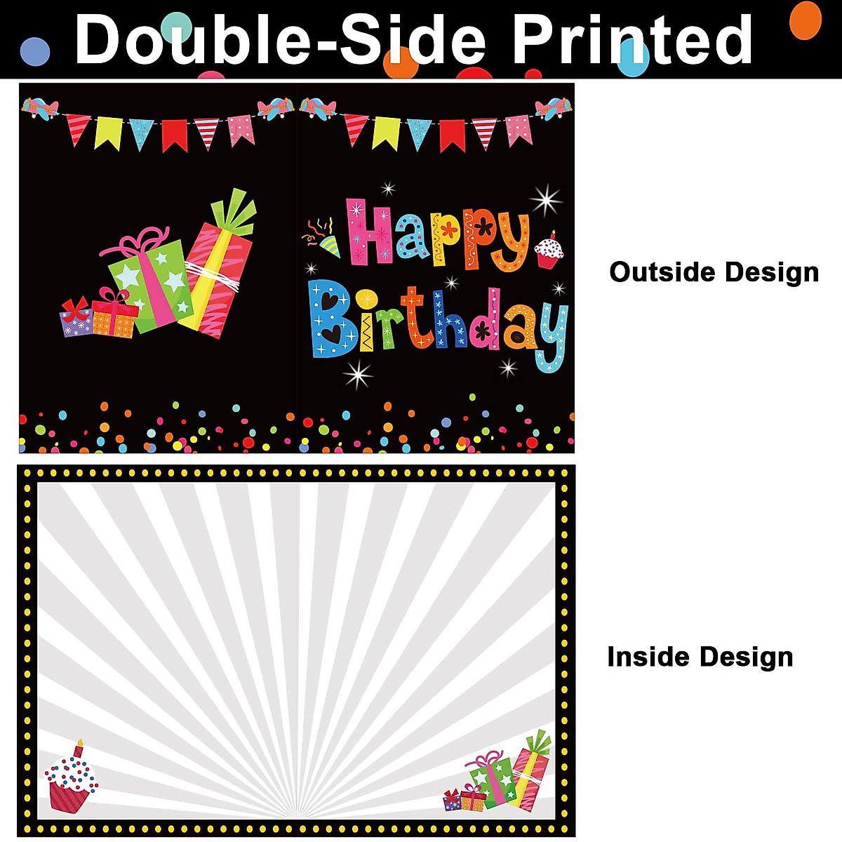 party greeting Jumbo Birthday Card Giant Guest Book Black Happy Birthday Party Decorations Supplies Gifts for Boys Girls -Large 14 x 22 inches