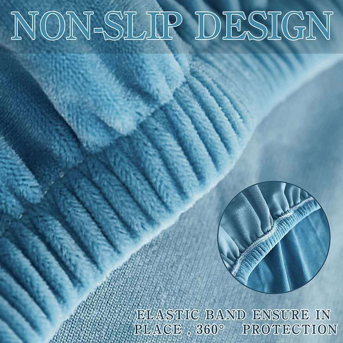 Lsmoosu 2023 New Wear-Velvet Sofa Cushion Covers, High Stretch Sofa Seat Slipcovers, Couch Cushion Cover Universal for 4/3/2/1 Seater Sofa (Sky Blue, Large 1-Seater)