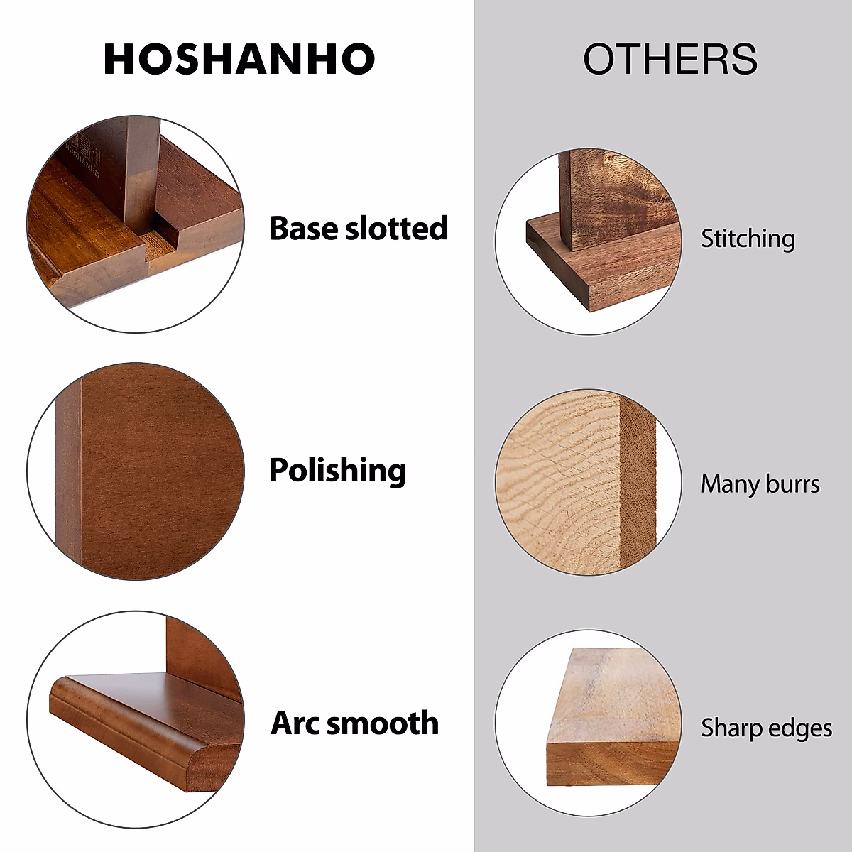 Fridge Applicable Magnetic Knife Holder for Wall, HOSHANHO 16 Inch Magnetic Knife Strip, Acacia Wood Knife Rack for Kitchen Knives & Tools (Dark Brown)