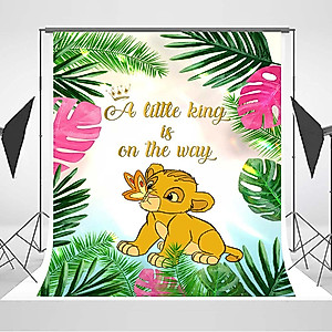 VV Backdrop Lion King Baby Shower Backdrop for Boy 7x5 A Little King is on The Way Baby Shower Background for Kids Jungle Leaf Infant Lion King Bacckdrops for Boys First Birthday