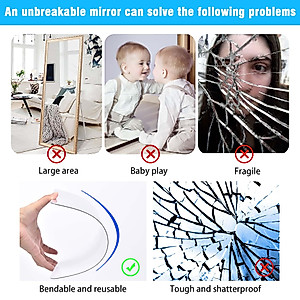 CEYAZYE 4PCS Full Body Mirror Stickers, 11.8'' x 11.8'' Acrylic Silver Wall Mirrors, 3D Square Wall Decor, DIY Self-Adhesive Art Sticker Decal for Living Room Bedroom Nursery and Playroom