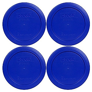 Pyrex 7200-PC 2 Cup Cadet Blue Round Plastic Food Storage Lid - 4 Pack
