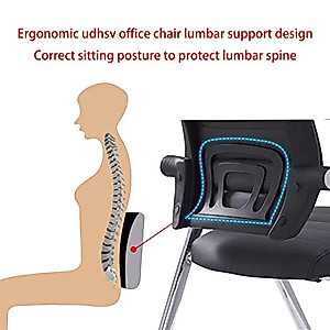 Folding Office Chair,Ergonomic Office Chair with Arms with Padded Seats,Foldable Desk Chair with Wheels,Comfy Home Office Chair PU Leather Padded Seat,Black