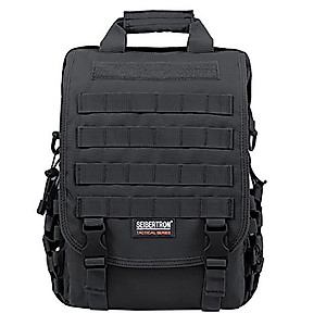 Seibertron Waterproof Molle Tactical 15.6"(inch) Laptop Sling Bag Backpack Black