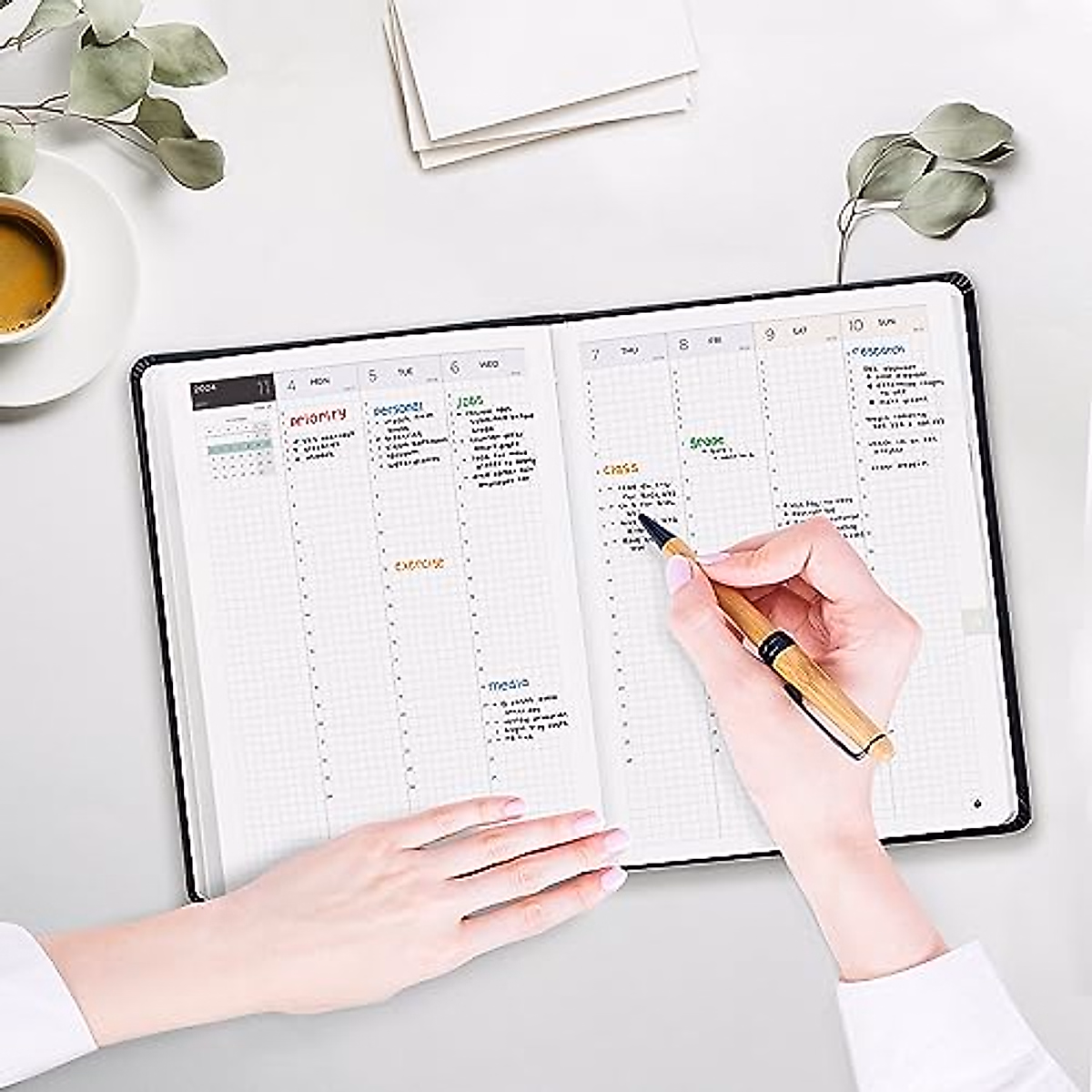 Inamio 24 Hourly Planner 2024 – 24 Hour Weekly and Monthly Appointment Book 2024 – Hardcover, Japanese Design – Minimalist Teacher Planner, Annual Planner with Time Slots – 6 x 8.5