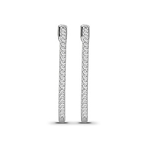 ARAIYA FINE JEWELRY 10K White Gold Inside and Outside Diamond Oval Hoop Earrings (1/4 cttw, I-J Color, I2-I3 Clarity)