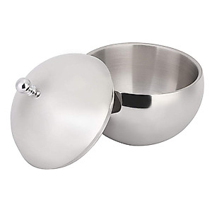 Ice Bucket Stainless Steel Spherical Double-layer Ice Bucket Stainless Steel Double Wall Insulation Ice Bucket Container Wine Champagne Barrel with Cover for Wedding Parties