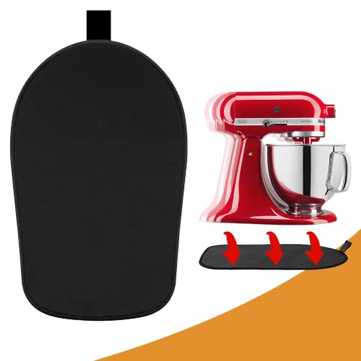 Owowong Sliding Mat for Kitchenaid Mixer, Mixer Mover Slider Pad 4.5-5 Qt Tilt-Head Stand Kitchen Appliance Mat, Aid Accessories with Black Cord Organizer, 4.5-5Qt Mat＋ Black Cord Organizer