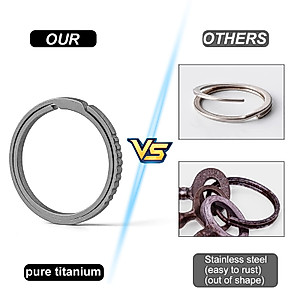 FEGVE Key Ring, Titanium Side Pushing Key Rings Keychain Rings Small Split Keyrings for Men (Grey-8pcs)