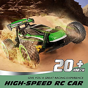 Tecnock RC Racing Car, 2.4GHz High Speed Remote Control Car, 1:18 2WD Toy Cars Buggy for Boys & Girls with Two Rechargeable Batteries for Car, Gift for Kids