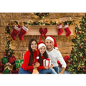 CHAIYA 7x5ft Christmas Fireplace Backdrop for Family Portrait Studio Winter Decorations and Photo Background CY036
