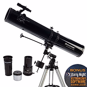 Celestron - PowerSeeker 114EQ Telescope - Manual German Equatorial Telescope for Beginners - Compact and Portable - BONUS Astronomy Software Package - 114mm Aperture