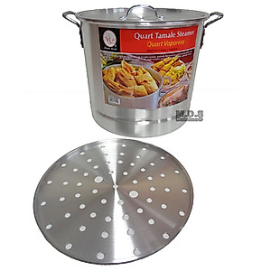 Stockpot Set With Steamer Aluminum Vaporera Tamalera Traditional Stock Pot Olla Tamale (Set 8Qt / 20Qt)