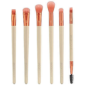 EcoTools Elements Fiery Eye Makeup Brush Set, For Eyeshadow & Eyeliner, Blending Brushes for Eyes, Eco Friendly Makeup Brushes, Limited Edition, Orange, Cruelty Free & Vegan, 6 Piece Set