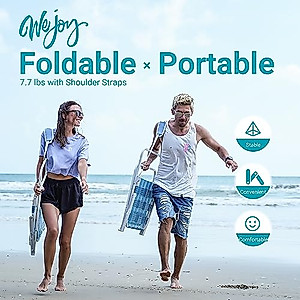 #WEJOY Folding Webbed Lawn Beach Chair, Heavy Duty Portable Chairs for Outside with Hard Arm,Carry Strap for Outdoor Camping Garden Concert Festival Sand Picnic BBQ,265 LBS